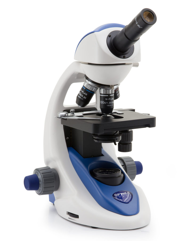 B-191 Monocular microscope, 1000x, multi-plug – OPTIKASCIENCE