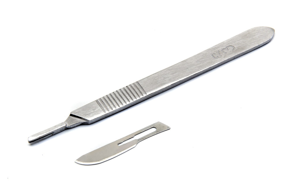 F361 Bisturi lama panciuta, acciaio, lama staccabile – OPTIKASCIENCE