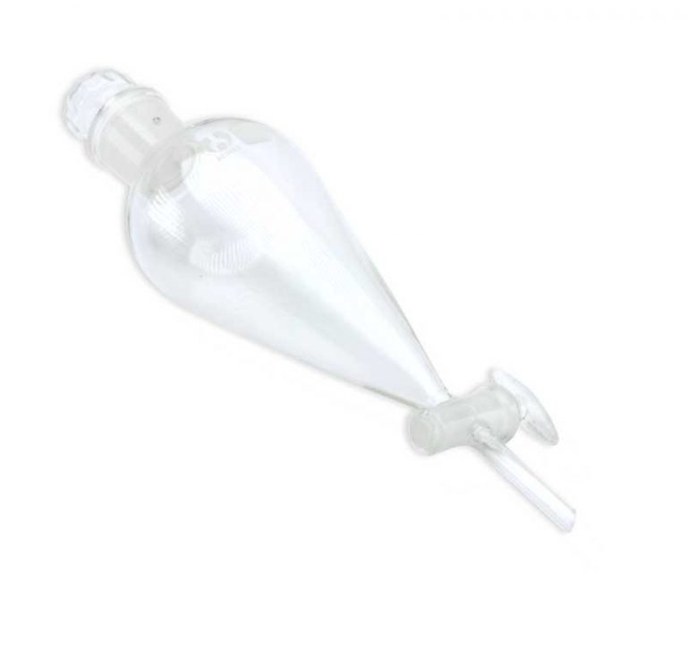 V313 Embudo de decantación cónico en vidrio con tapón NS 29/32, 500 ml ...
