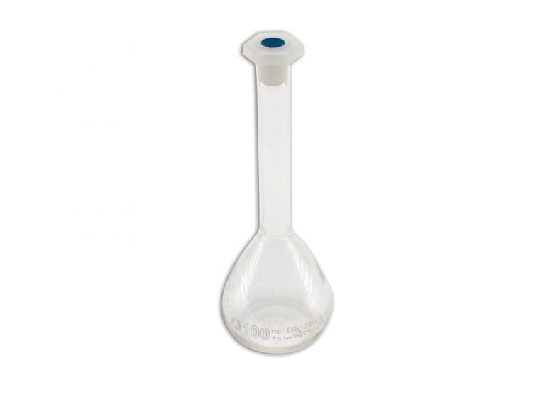 V452 Glass graduated flask with stopper, 100 ml – OPTIKASCIENCE