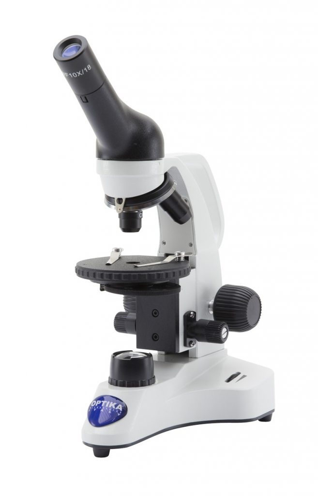B-20R Microscopio monoculare 400x campo chiaro, multi-plug – OPTIKASCIENCE